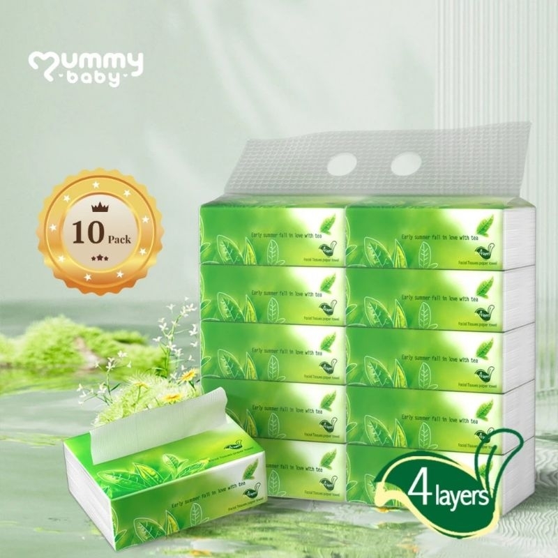 10 PACK Green Tea Tissue Facial Tissue 4-Ply Toilet Paper Towel ...