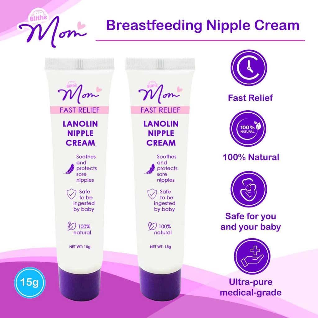 Blithe 100% Pure Lanolin Breastfeeding Nipple Cream 15g Cracked Sore Nipples Gel Lansinoh ...