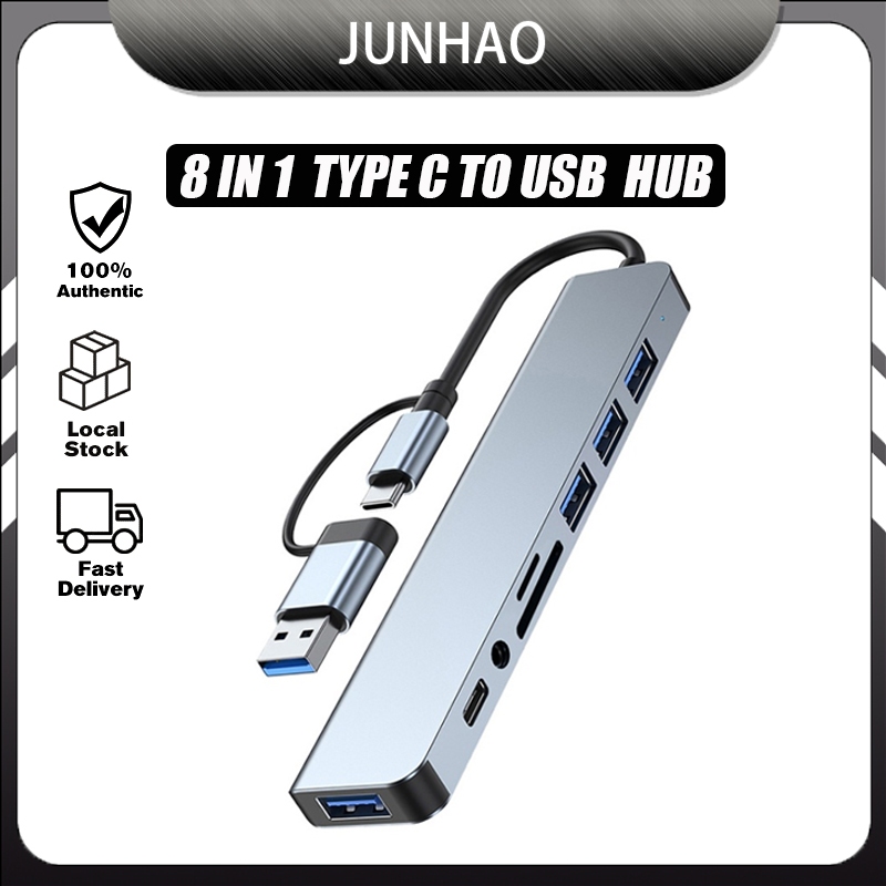 8 in 1 USB + USB-C / Type-C to USB Multifunctional Docking Station HUB ...