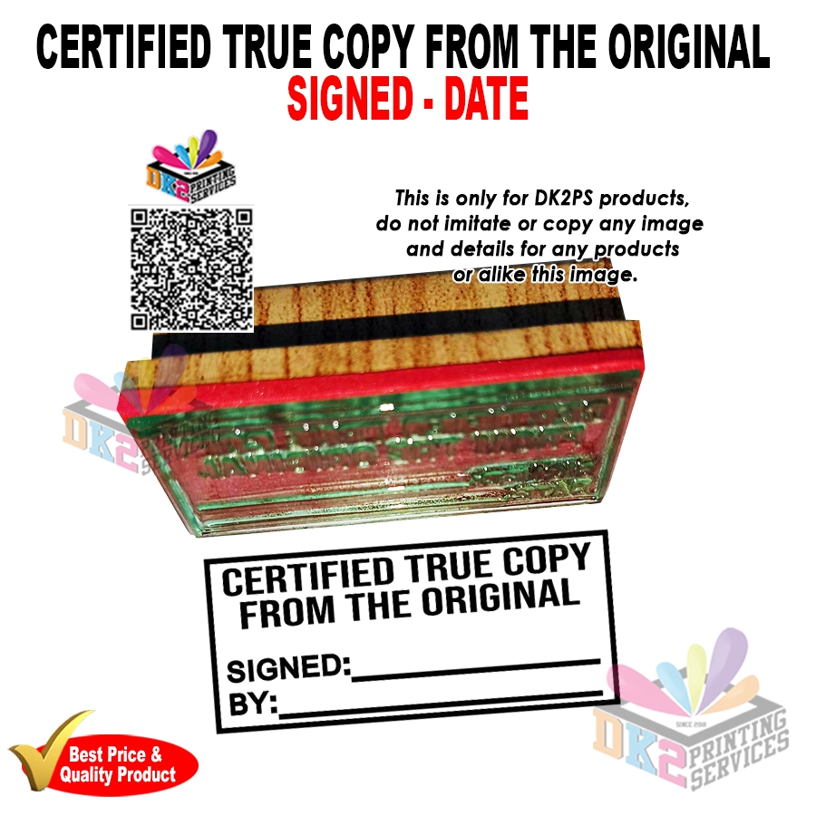 CERTIFIED TRUE COPY FROM THE SIGNED - DATE RUBBER STAMP | Shopee Malaysia