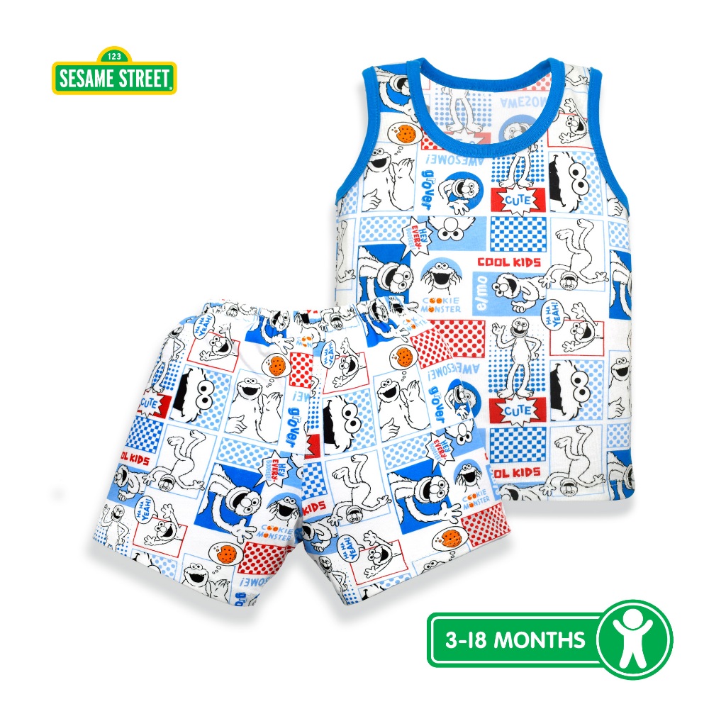 Sesame Street - Sando & Short Set (Grover) | Shopee Malaysia
