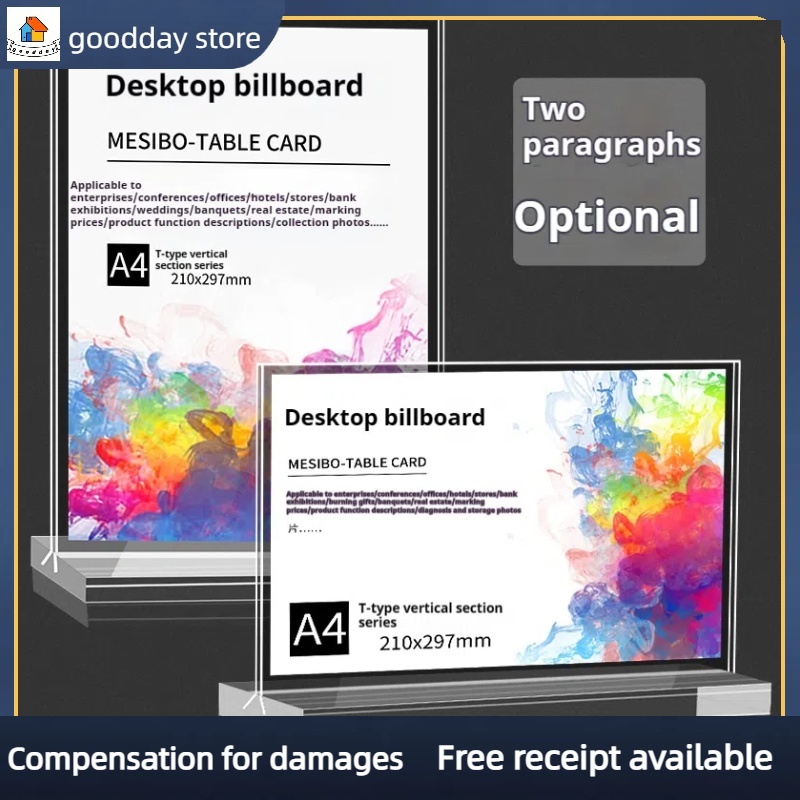 A4 A6 acrylic display board horizontal and vertical pull-out billboard ...