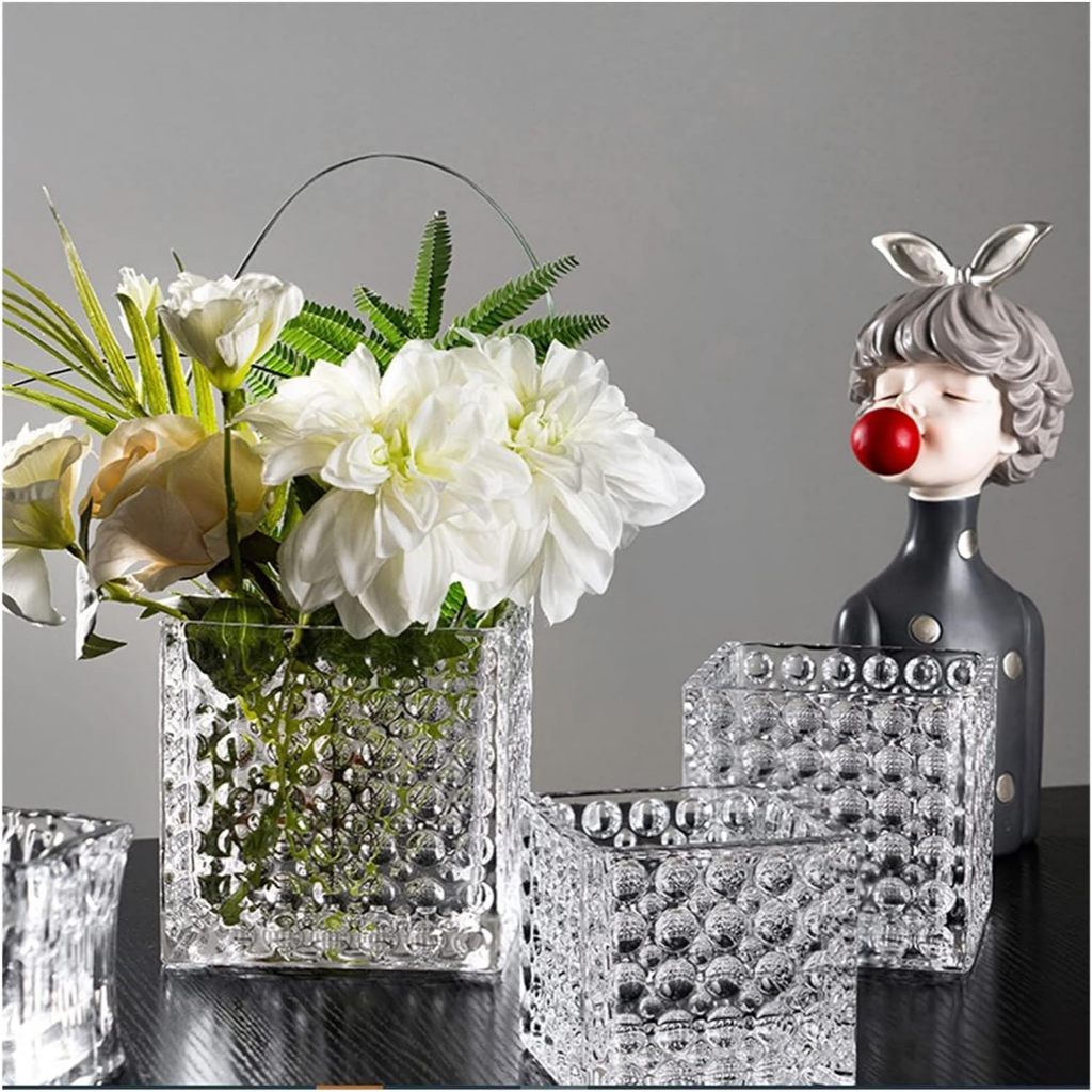 Square Glass Vase with Dots Design Perfect As Wedding, Home, Office ...