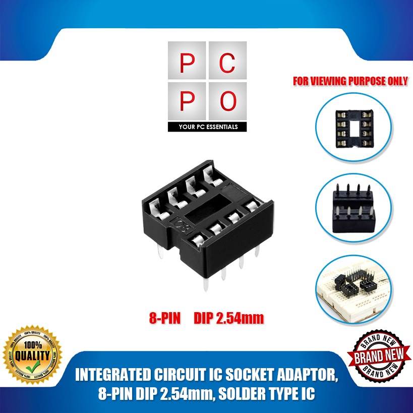 PC PO INTEGRATED CIRCUIT IC SOCKET ADAPTOR, 8-PIN DIP 2.54mm, SOLDER ...