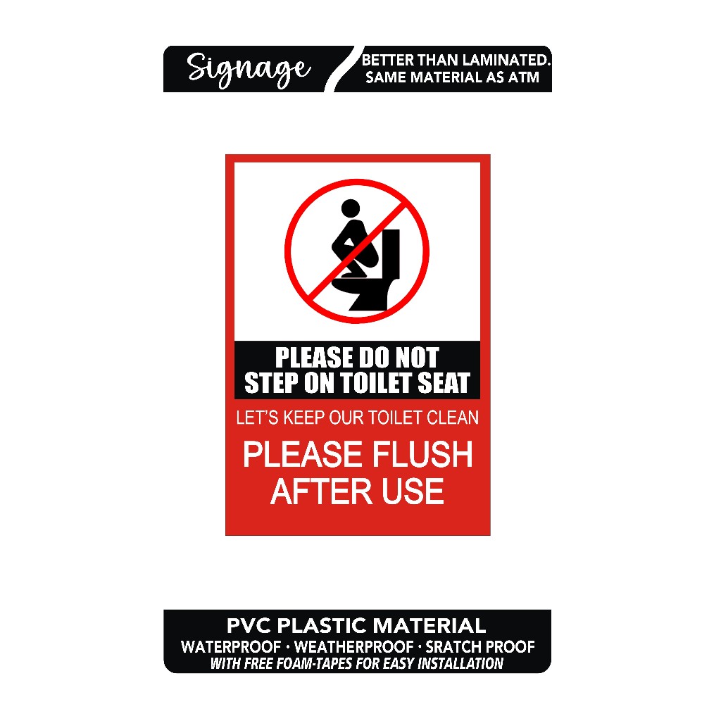 Please do not step on toilet seat PVC Plastic Material Signage | Shopee ...