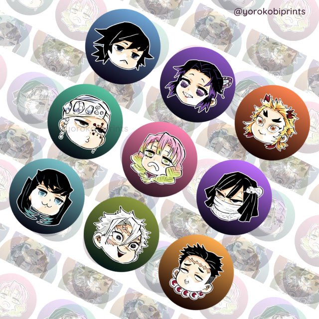 Demon Slayer: Kimetsu no Yaiba - Hashira - Button Pin / Pins / Can ...