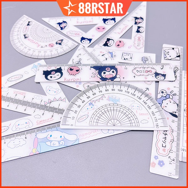 Sanrio Acrylic Ruler Set Drafting Set 15cm Triangle Straightedge Round ...