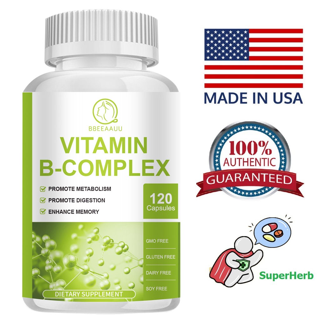 Vitamin B Complex Complete Capsules Biotin (B12, B1, B2, B3, B5, B6, B7 ...