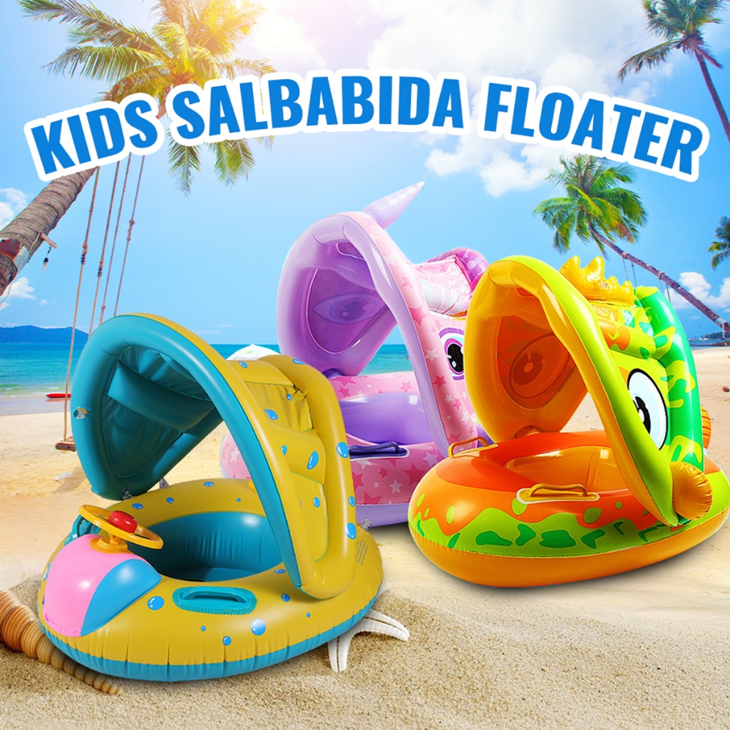 Inflatable Baby Swimming Pool Floats Removable Sun Protection Canopy ...