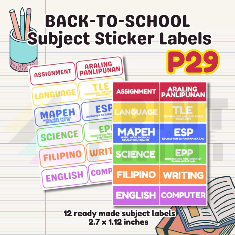 Back-To-School SUBJECT STICKER LABEL | Shopee Malaysia