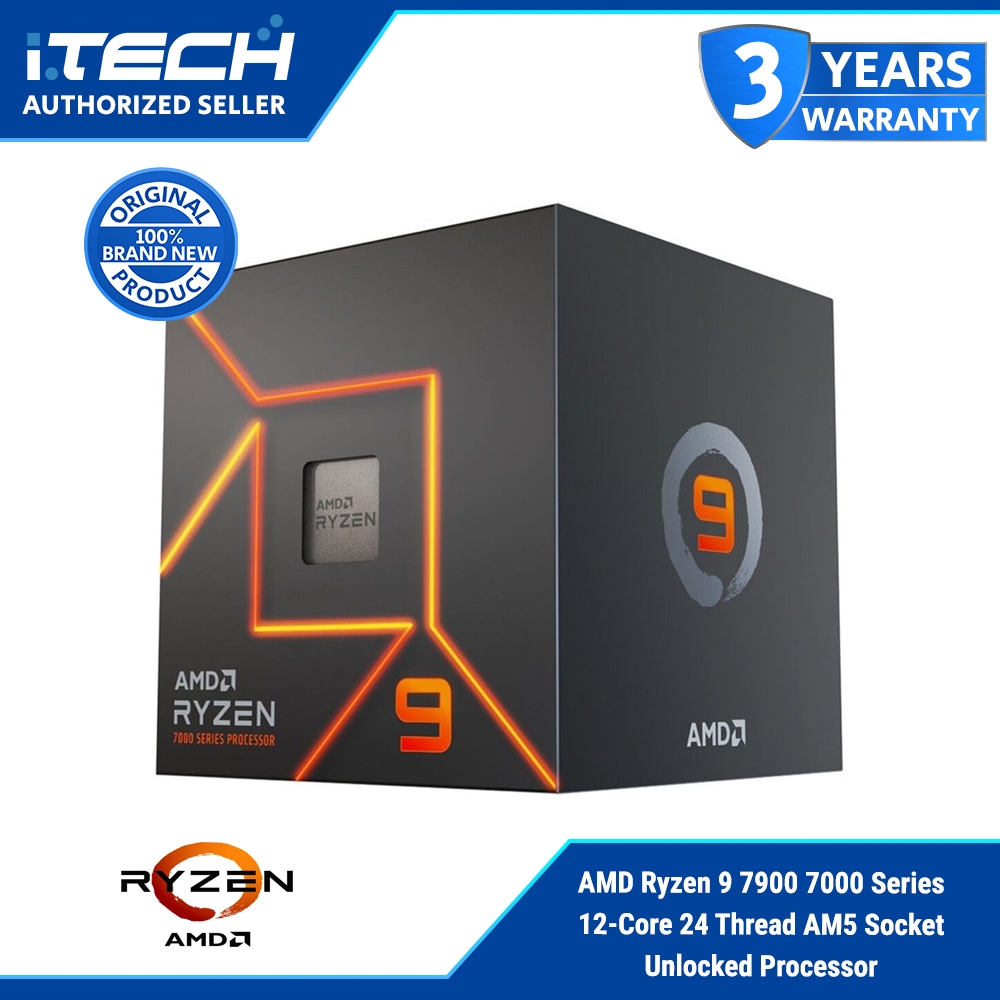 AMD Ryzen 9 7900 7000 Series 12-Core 24 Thread AM5 Socket Unlocked ...
