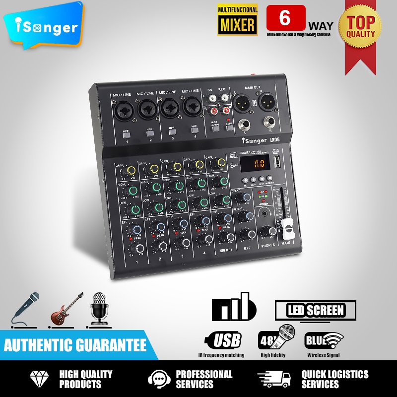 Audio Mixer 6-channel professional audio mixer with USB recording ...
