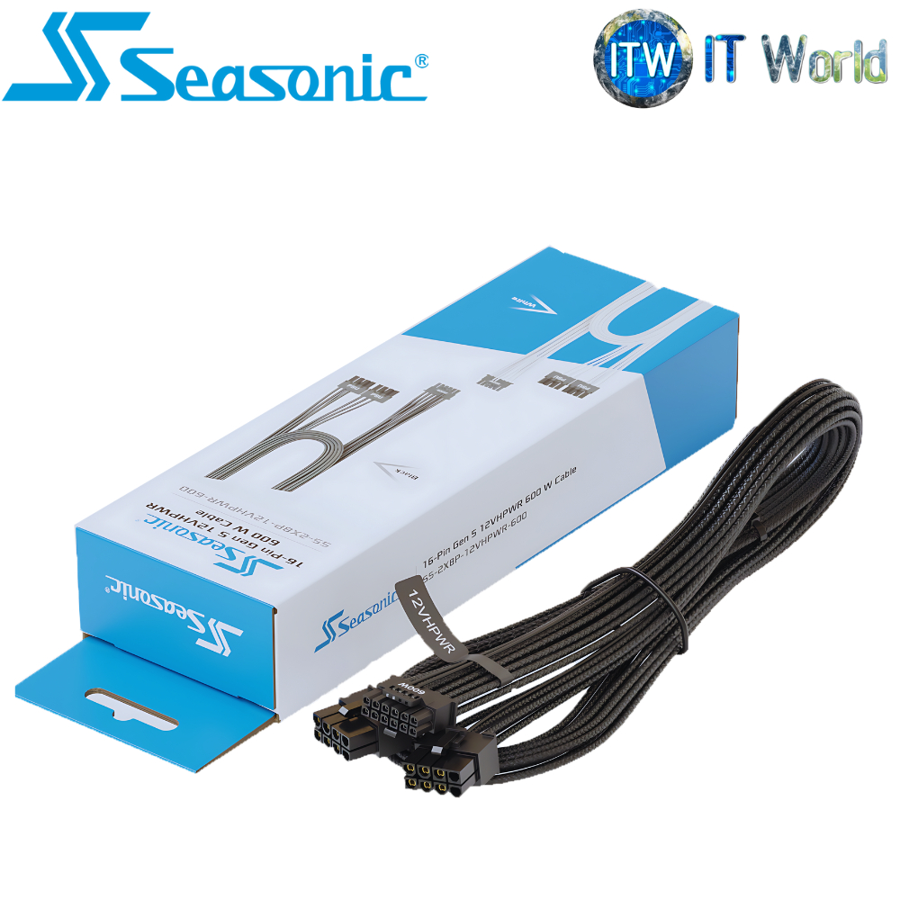 Itw | Seasonic Cable 12VHPWR Black 16 AWG 750mm (SS-2X8P-12VHPWR-600 ...