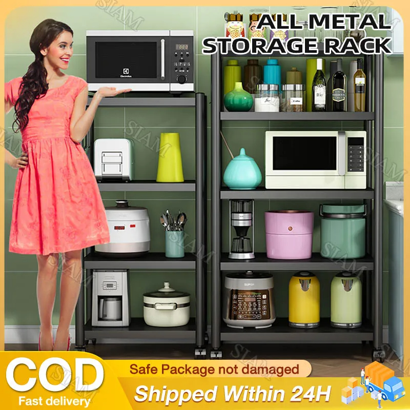 3/4/5 Tiers Stainless Steel Kitchen Shelf Microwave Oven Rack Storage ...