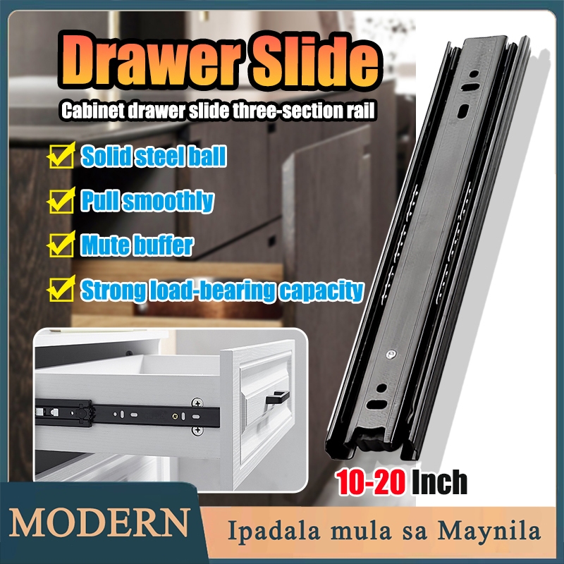 1 Pair Drawer Slide 2 PCS Drawer Guide Full Extension Slide Steel Ball ...