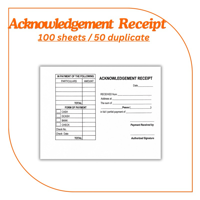 Generic Acknowledgment Receipt with duplicate | Shopee Malaysia