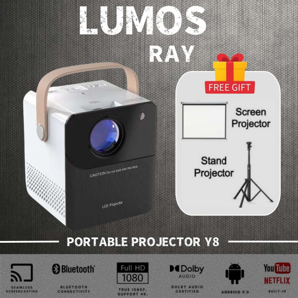 Projector Y8 Portable Smart Mini 6000 Lumens 4K HD 1080P Projector WiFi ...