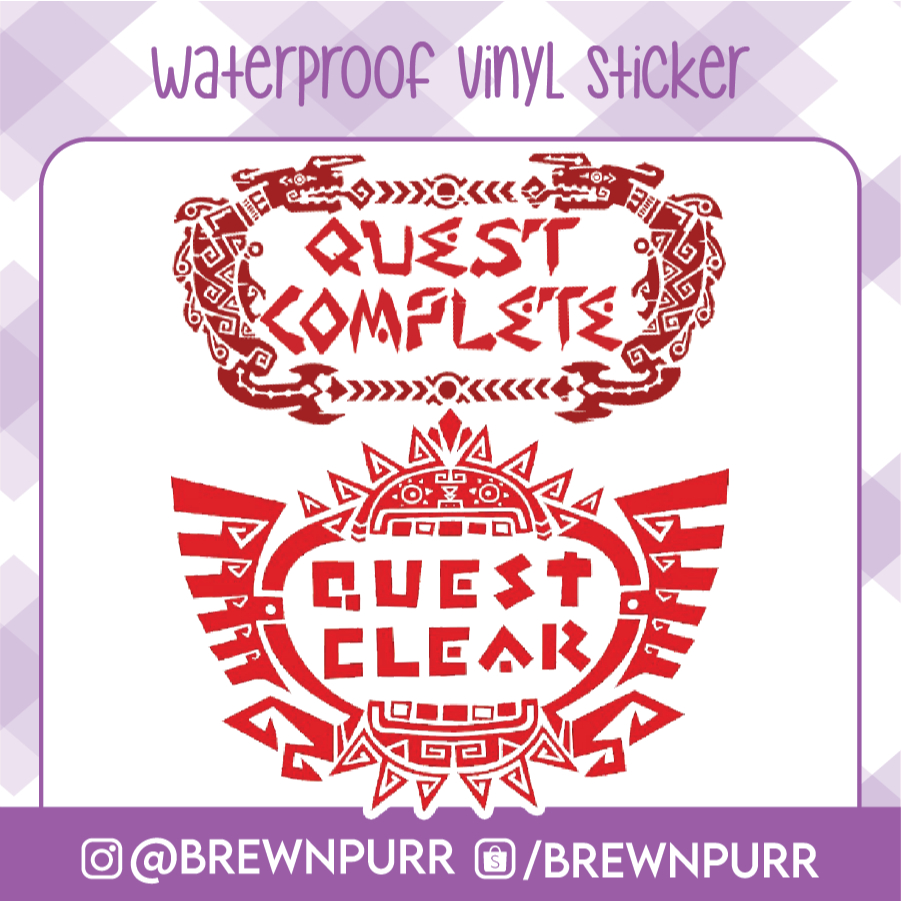 Waterproof Vinyl Sticker - Monster Hunter - Quest Complete & Quest ...