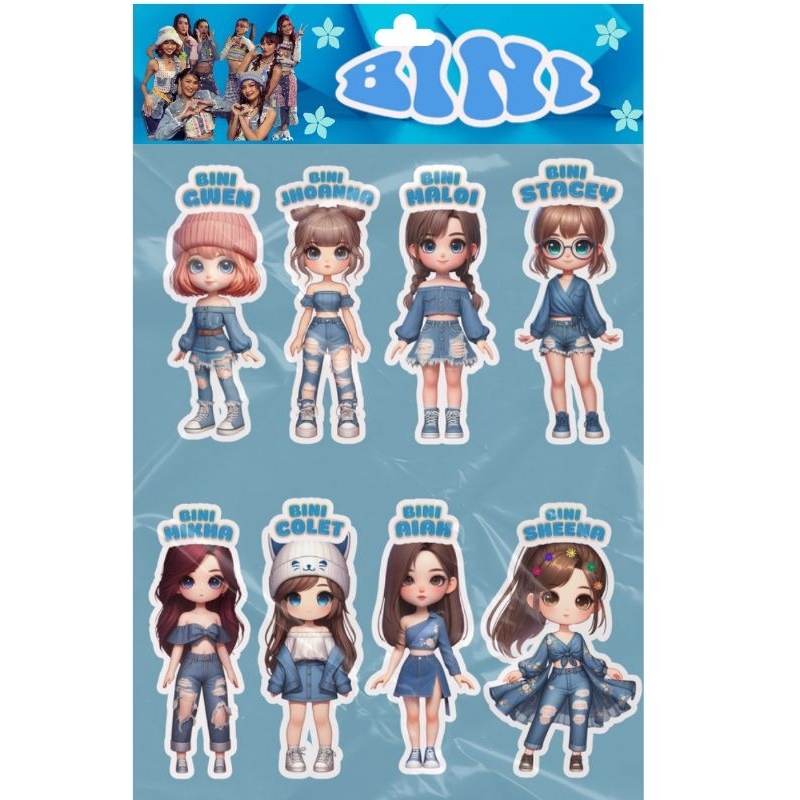 Bini in denim waterproof vinyl sticker 8 pieces pack | Shopee Malaysia