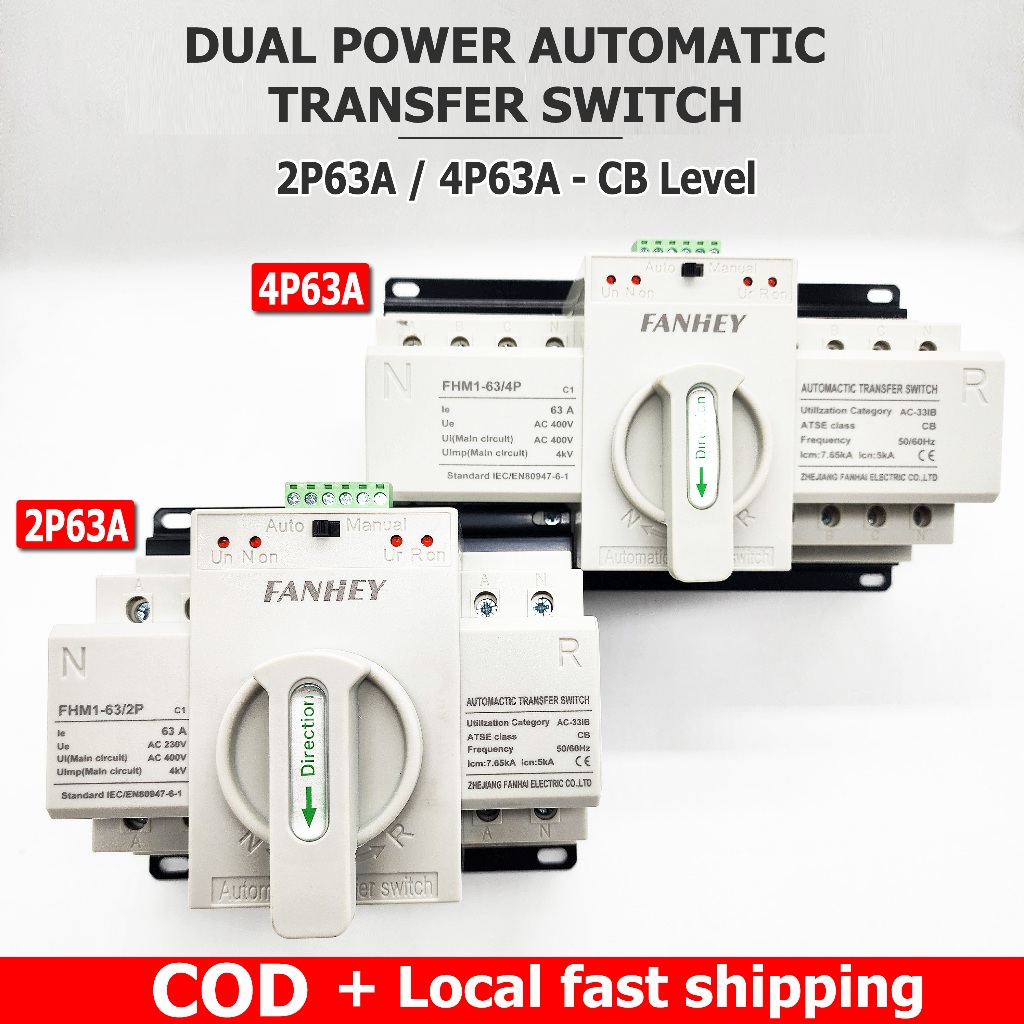 ATS 4P 2P 63A 230V Micro Circuit Breaker Dual Power Automatic transfer switch Auto transfer ...