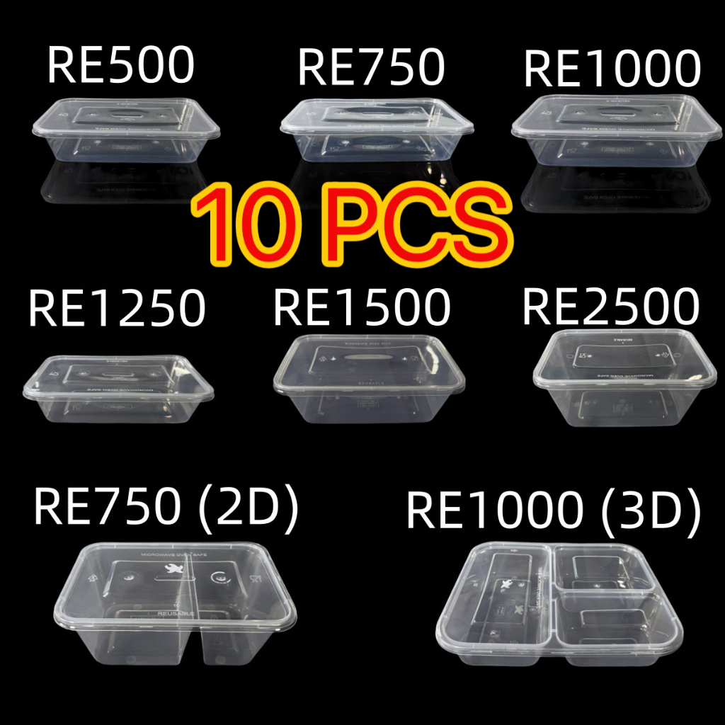 10pcs Disposable RECTANGLE Microwavable Food Container plastic RE500ml,750ml,1000ml,RE1000(3D ...
