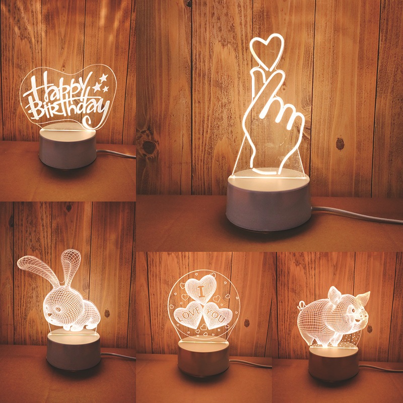 Night Light Creative Light 3D LED Optical Illusion Light Bed Lamp Table ...