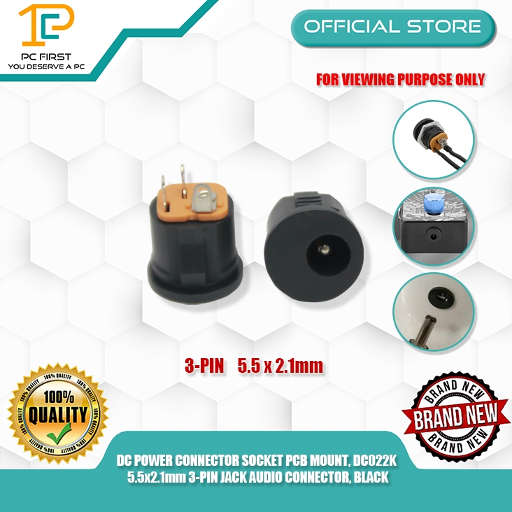 DC POWER CONNECTOR SOCKET PCB MOUNT, DC022K 5.5x2.1mm 3-PIN JACK AUDIO ...