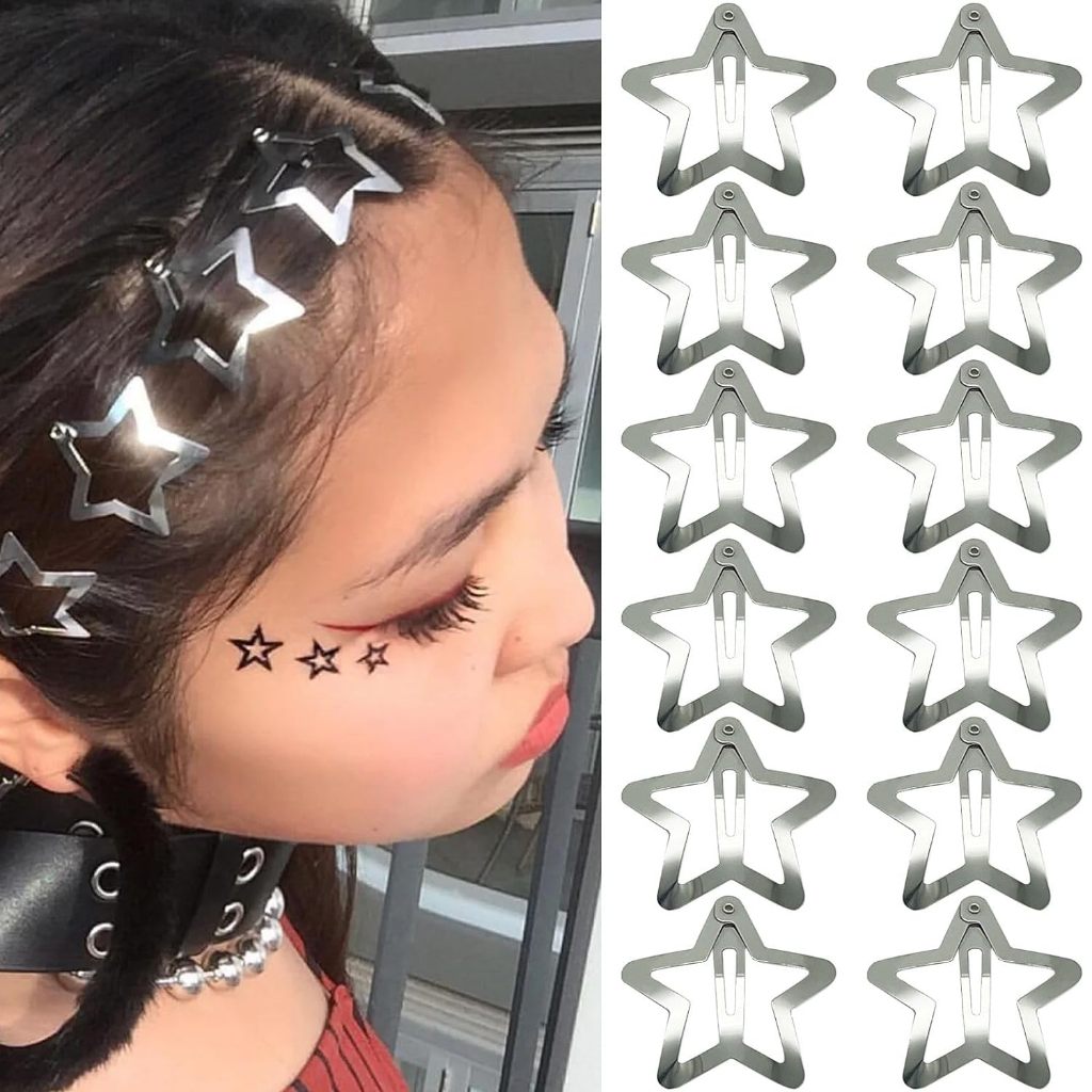 12pcs/Star Hair Clip Hair Pin Cute Girl Metal Five Pointed Star Clips ...