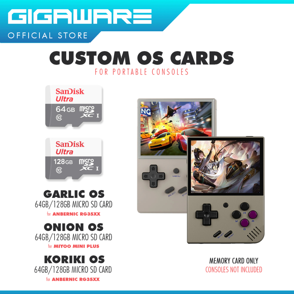 Gigaware Custom OS Cards for Portable Consoles Anbernic RG35XX GarlicOS ...