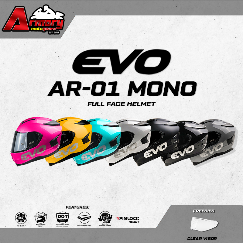 EVO AR-01 MONO Full Face Dual Visor With Free Clear Lens | Shopee Malaysia