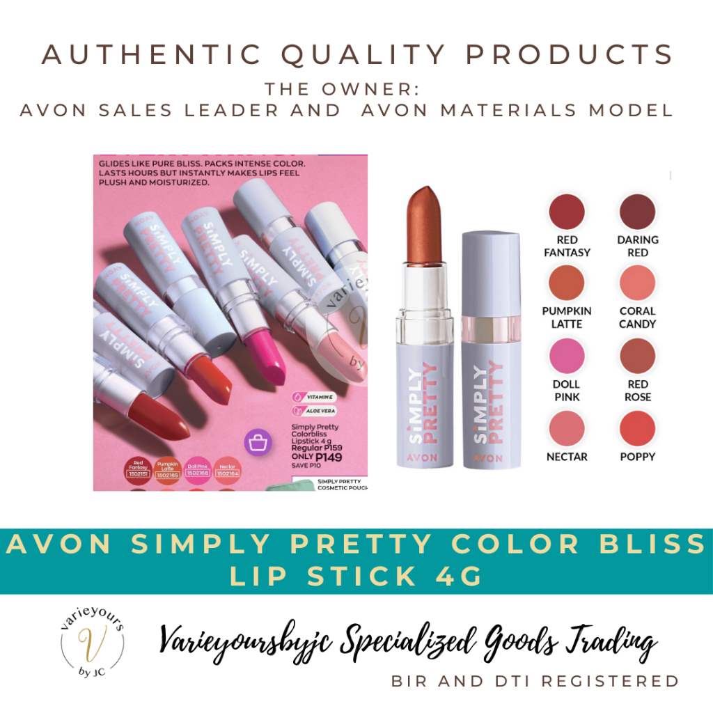 Avon Simply Pretty Color Bliss Lip Stick 4g (With Vitamin E and Aloe ...