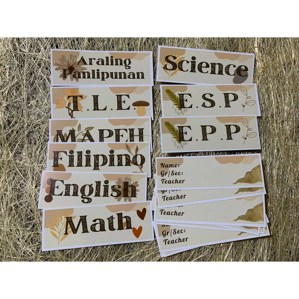 BROWN AESTHETIC SUBJECT AND NAME STICKER SET | Shopee Malaysia