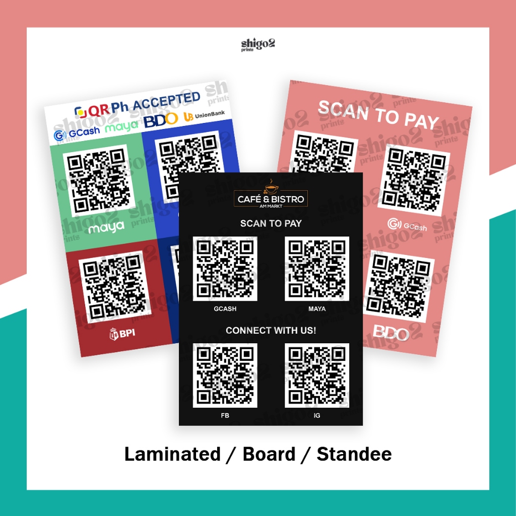 Gcash Maya BDO BPI Shopee Pay Bank Transfer Personalize QR Display ...