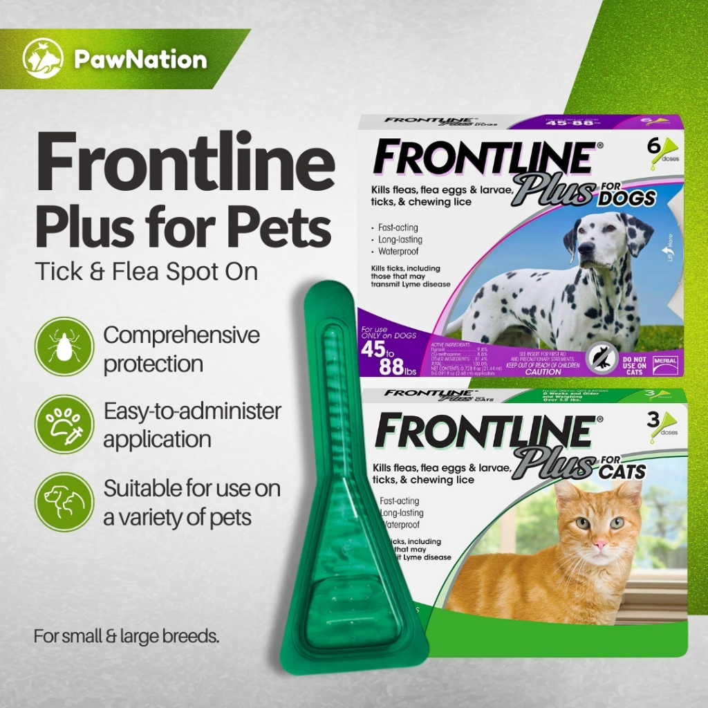 Frontline Plus Tick and Flea Control Spot On Solution for Dogs and Cats ...