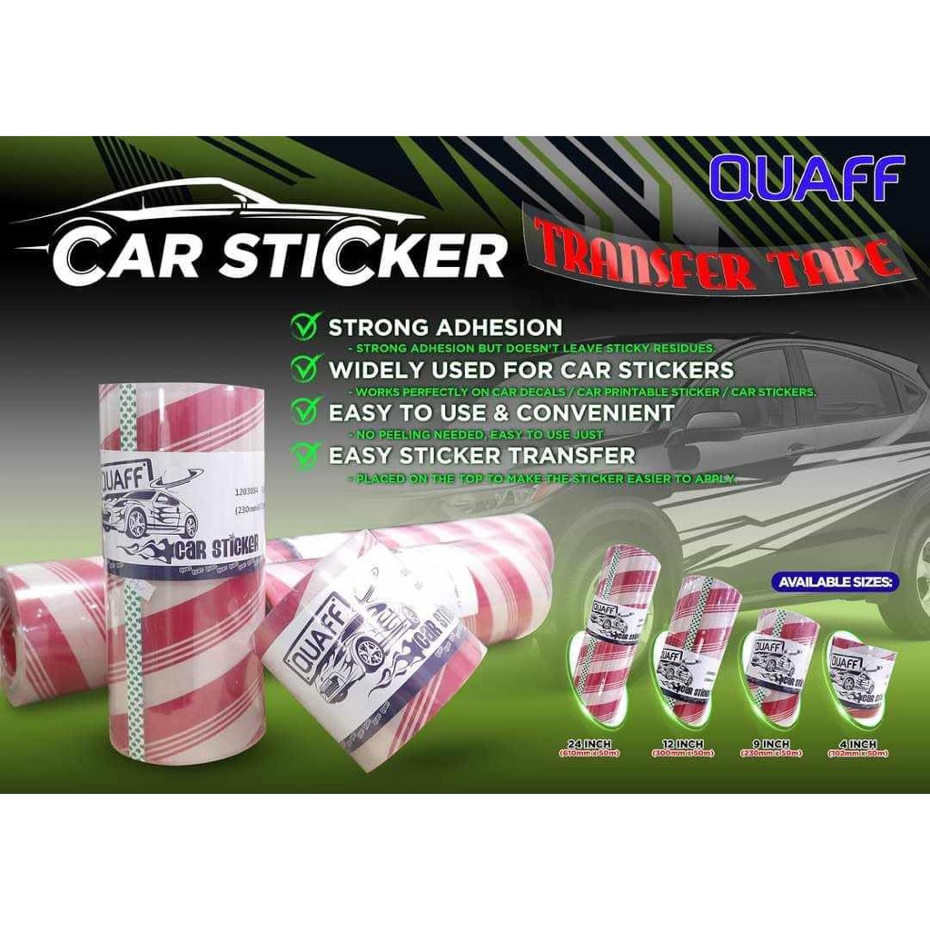 QUAFF Car Sticker Transfer Tape 9"/12"/24" (50 meter) | Shopee Malaysia