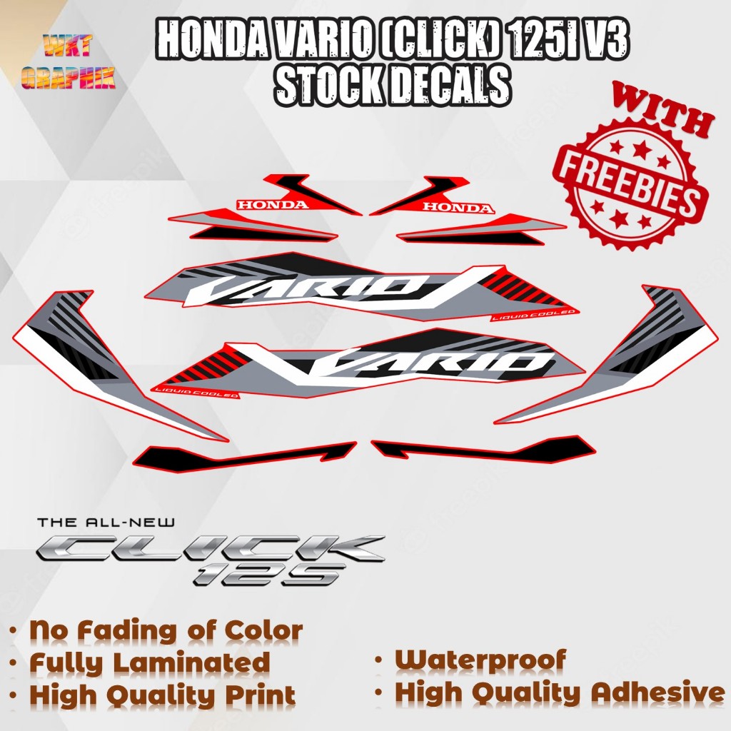 HONDA VARIO (Click) 125i V3 DECALS (WATERPROOF, LAMINATED, NO FADE ...