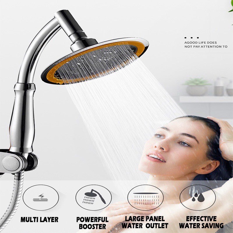Nano Shower Head Round Chrome Ultra-thin 360 Swivel Bathroom Rainfall ...