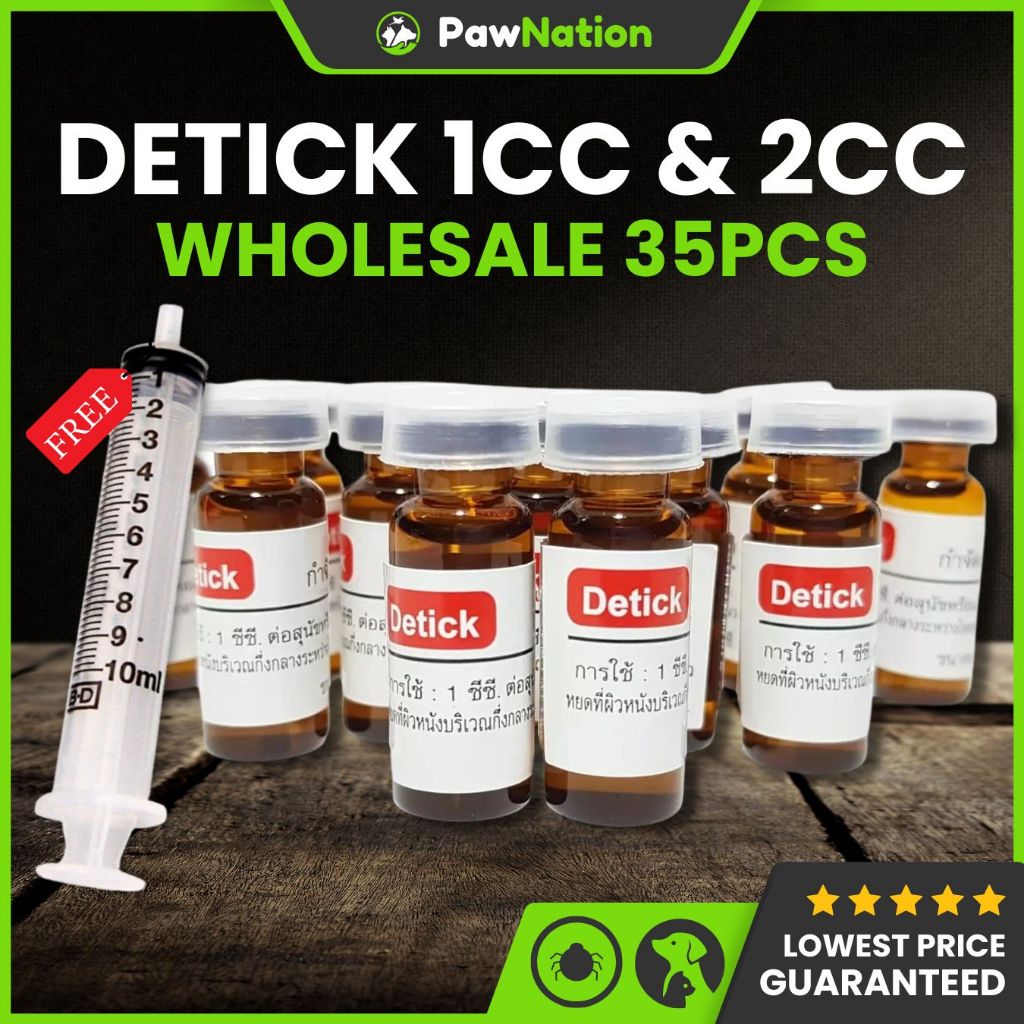 Detick 1cc and 2cc Anti Ticks & Fleas Spot on Solution with Free Syringe for Dogs & Cats ...