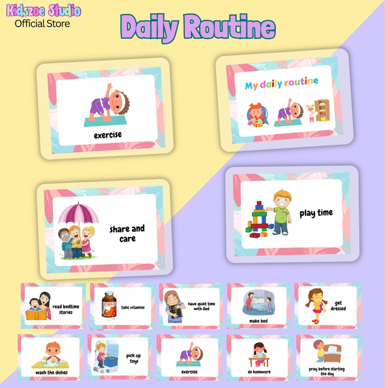 daily routine life skills for kids and toddlers educational laminated ...