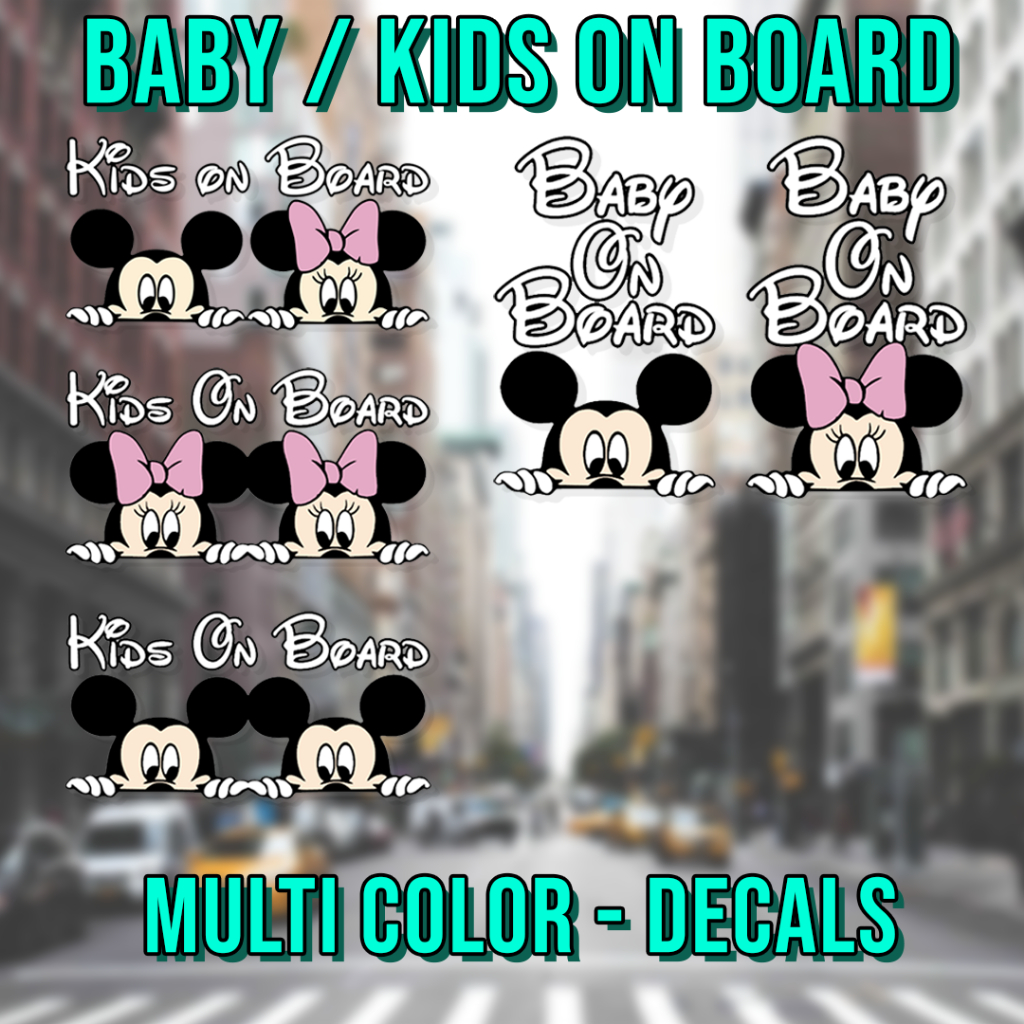 Baby On Board Kids On Board Mickey Mouse Minnie Mouse Multi-Colored Car ...