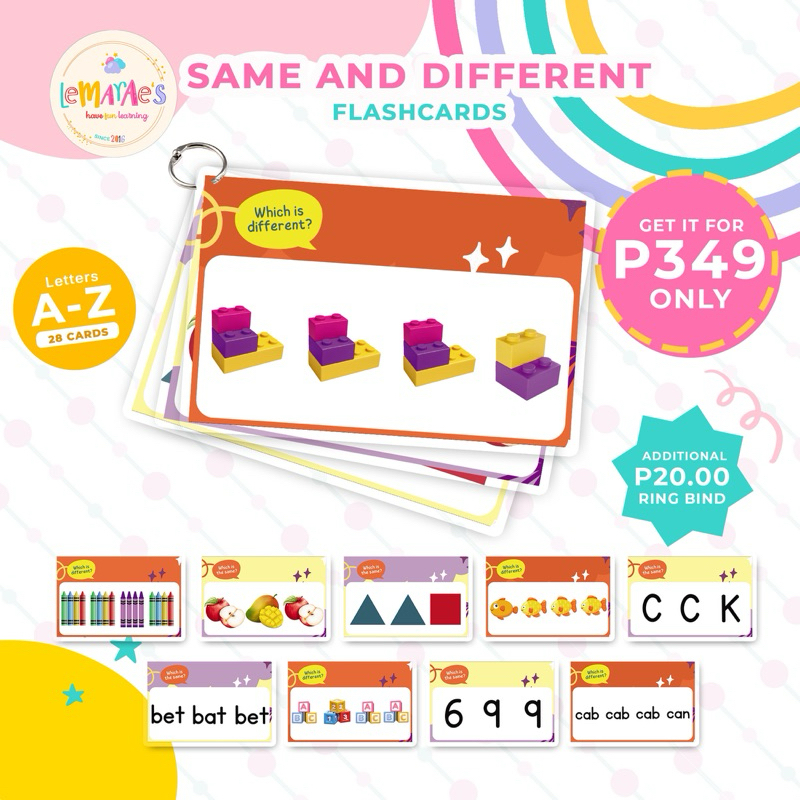 Same and Different Eraseable Answers Cards Laminated Educational ...