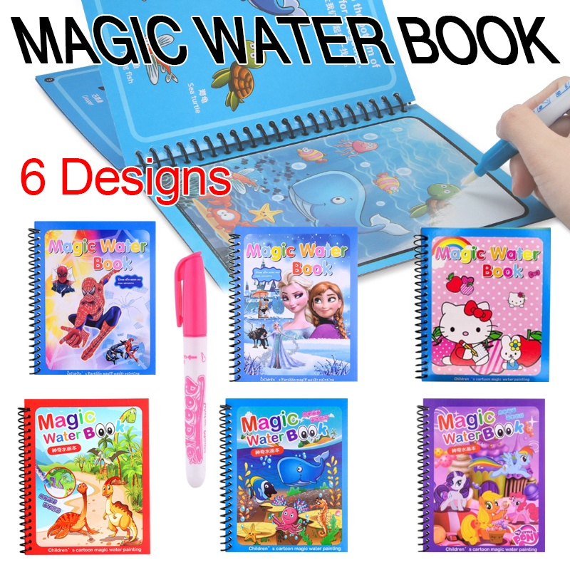 NEW Magic Water Book Magic Water Colouring Book Reusable Kids Drawing ...