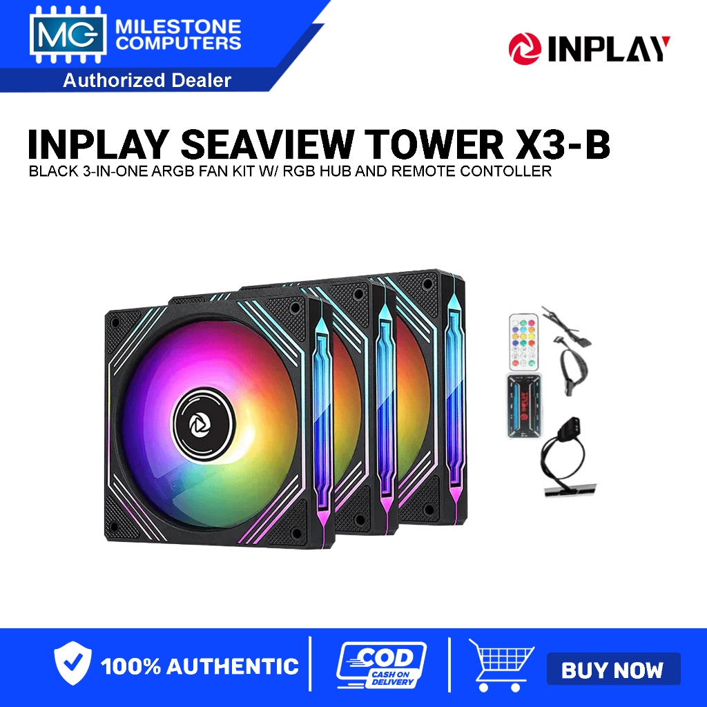 Inplay Seaview Tower X3-B/X3-W 3in1 case fan ARGB Black and White ARGB ...