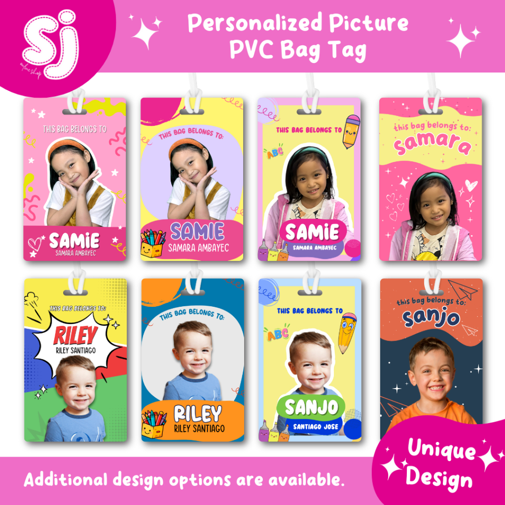 PVC PERSONALIZED PICTURE BAG TAG FOR KIDS | BACK TO SCHOOL BAG TAG ...