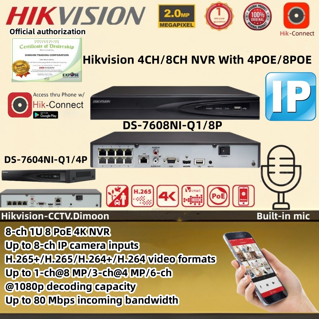 Hikvision CCTV 4K NVR Face Detection H.265 Motion Detect Video Recorder ...