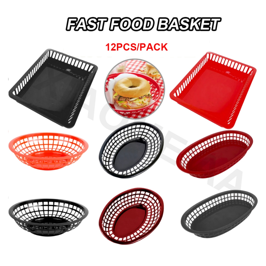 12PCS Food Tray Burger Tray French Fries Basket Food Serving Tray For ...