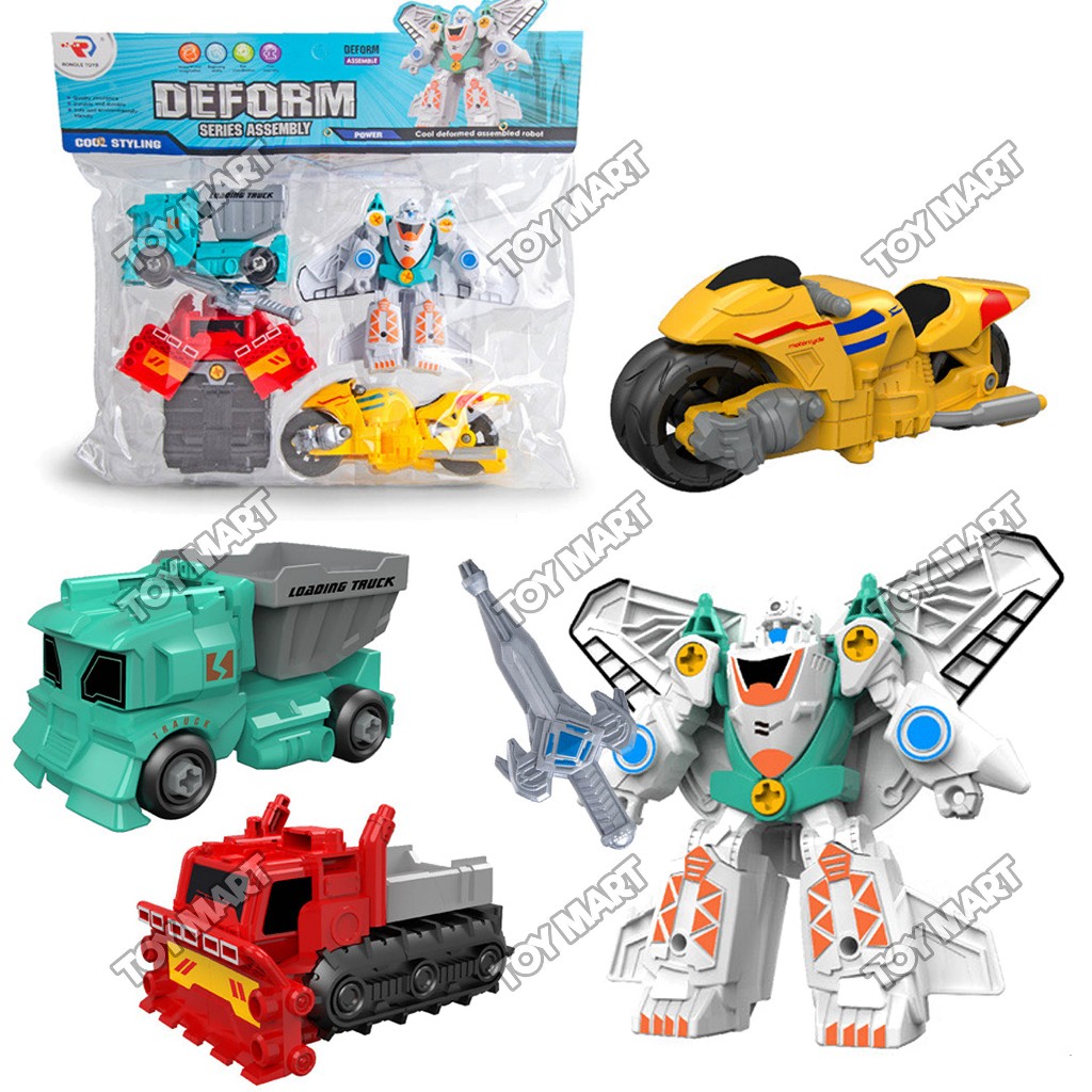 4 in 1 DIY Deform Series Assembly Construction Vehicles and Robots Toy ...