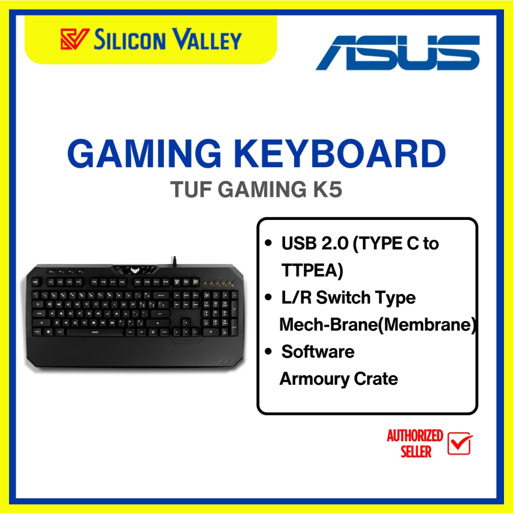 ASUS Tuf Gaming K5 Gaming Keyboard | USB 2.0 | Type Mech-Brane Membrane ...