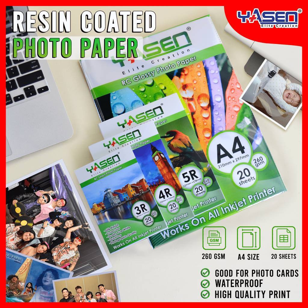 Resin Coated Photo Paper 3R 4R A4 260GSM RC Photopaper (20 Sheets ...