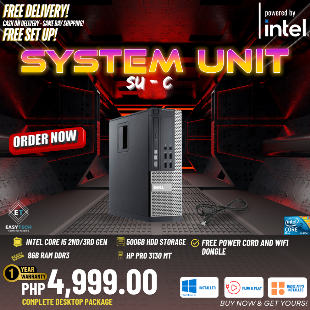EASYTECH | Intel Core i5 2nd/3rd Gen 8GB RAM 500GB HDD System Unit Only ...